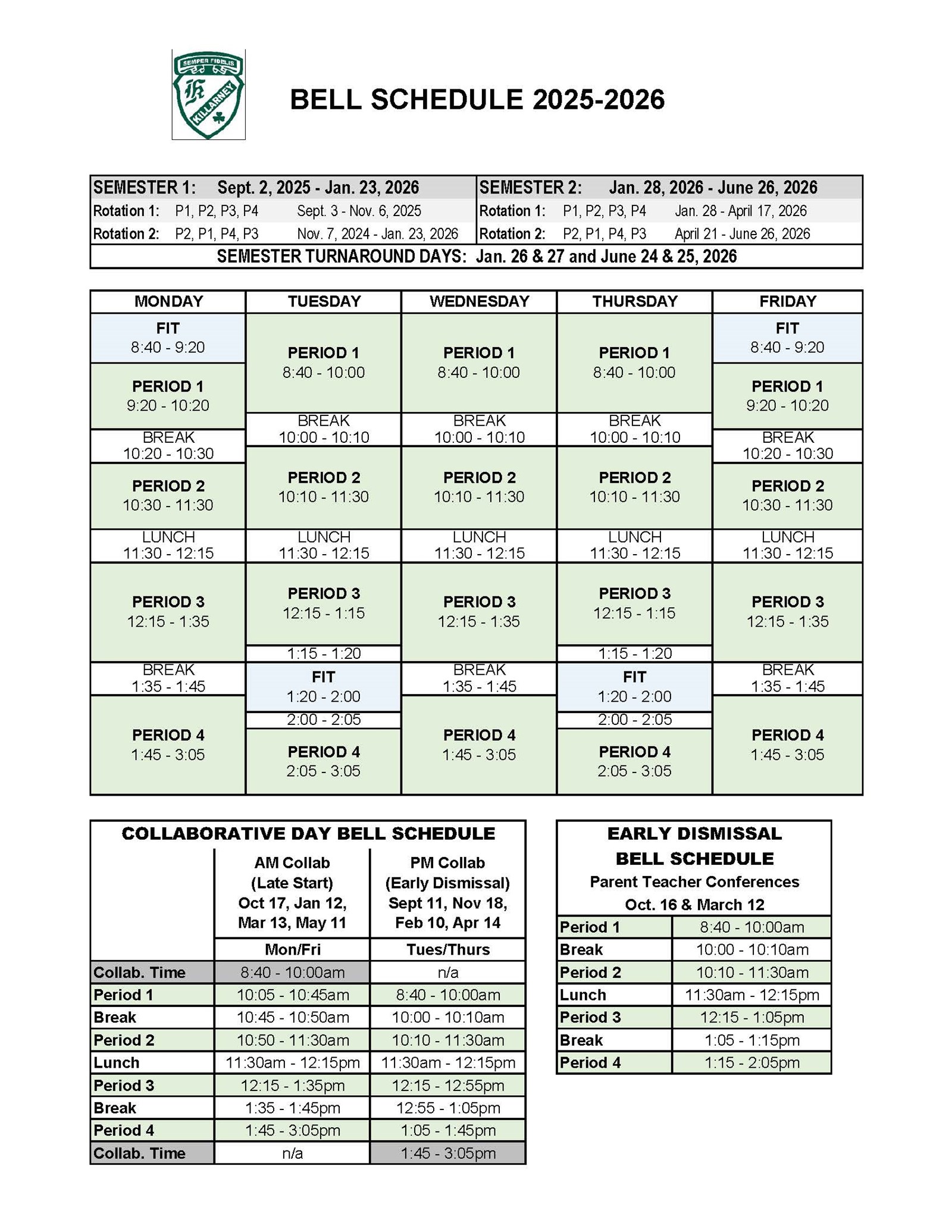Bell Schedule